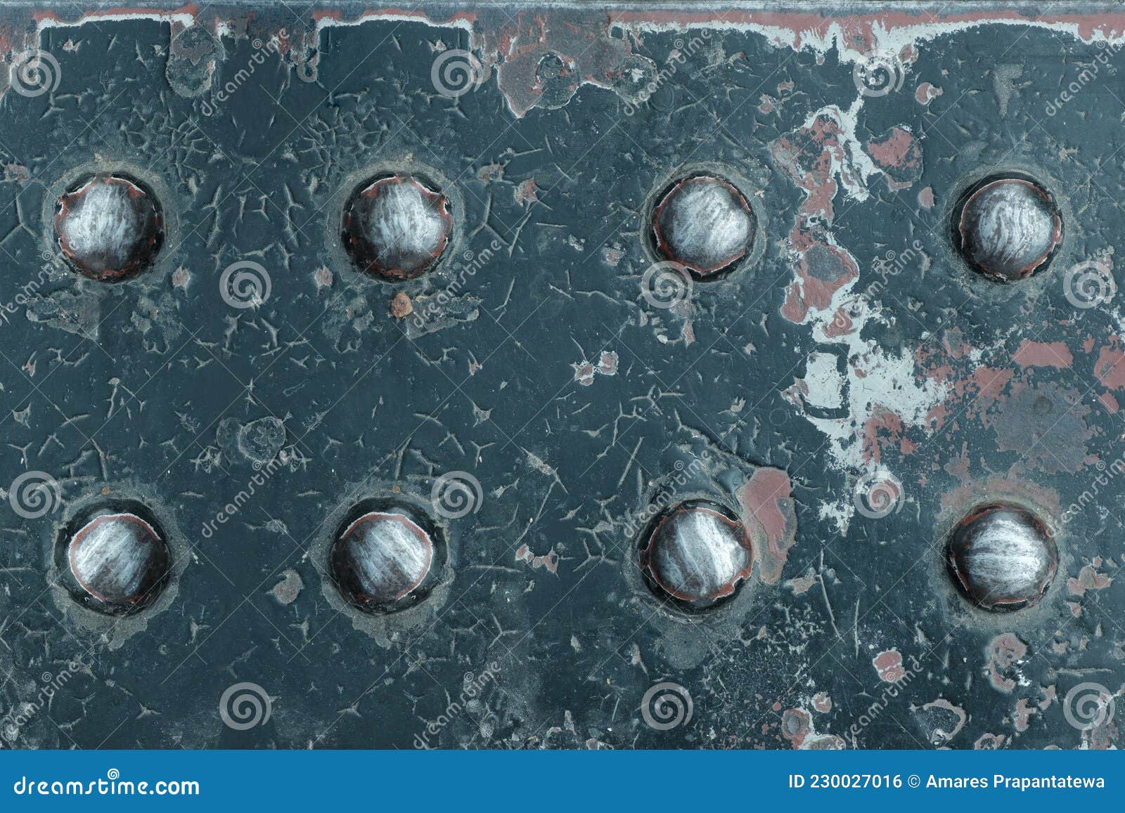 Close-up Horizontal Image Top View Grunge Metal with Rivets on Metal ...