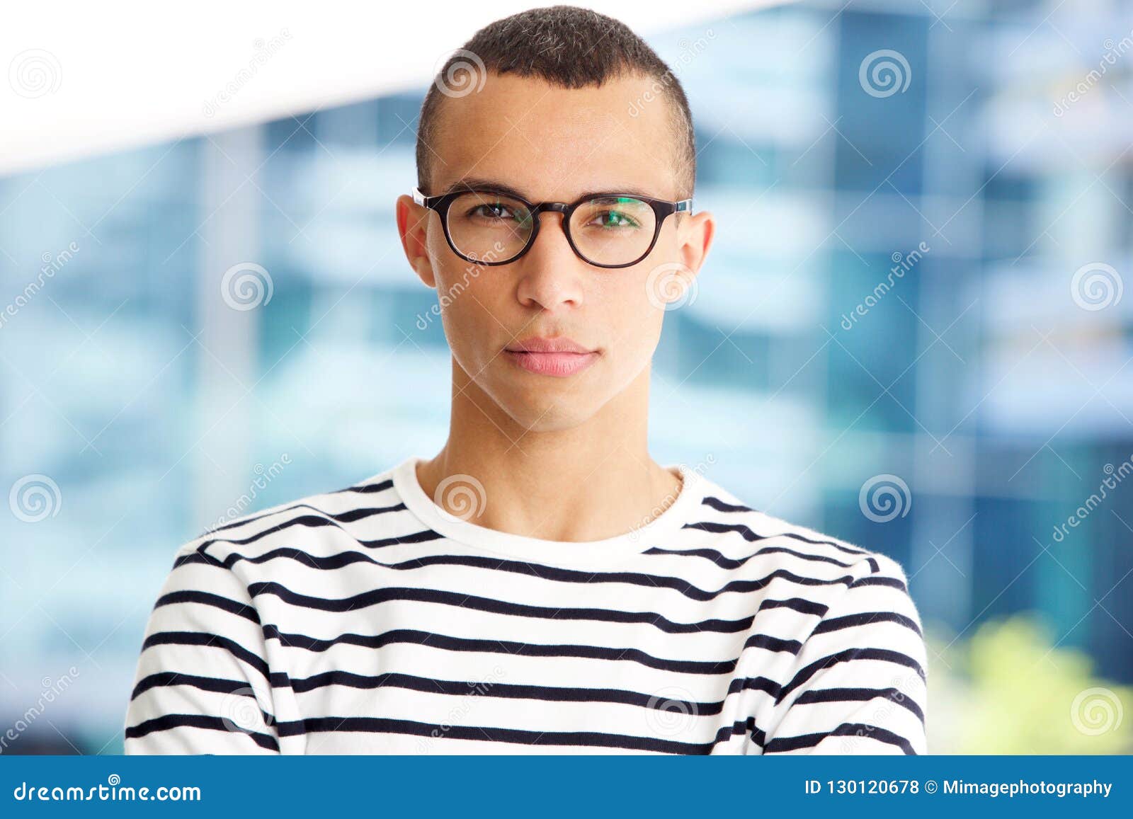 Close Up Horizontal Portrait of Young Man with Glasses Stock Photo ...