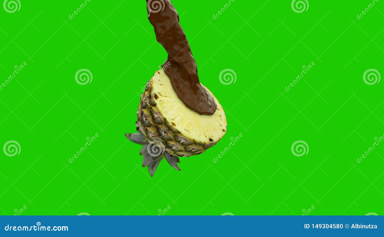 Close Up of Hot Chocolate Splash on Half Pineaple, Green Screen Stock ...