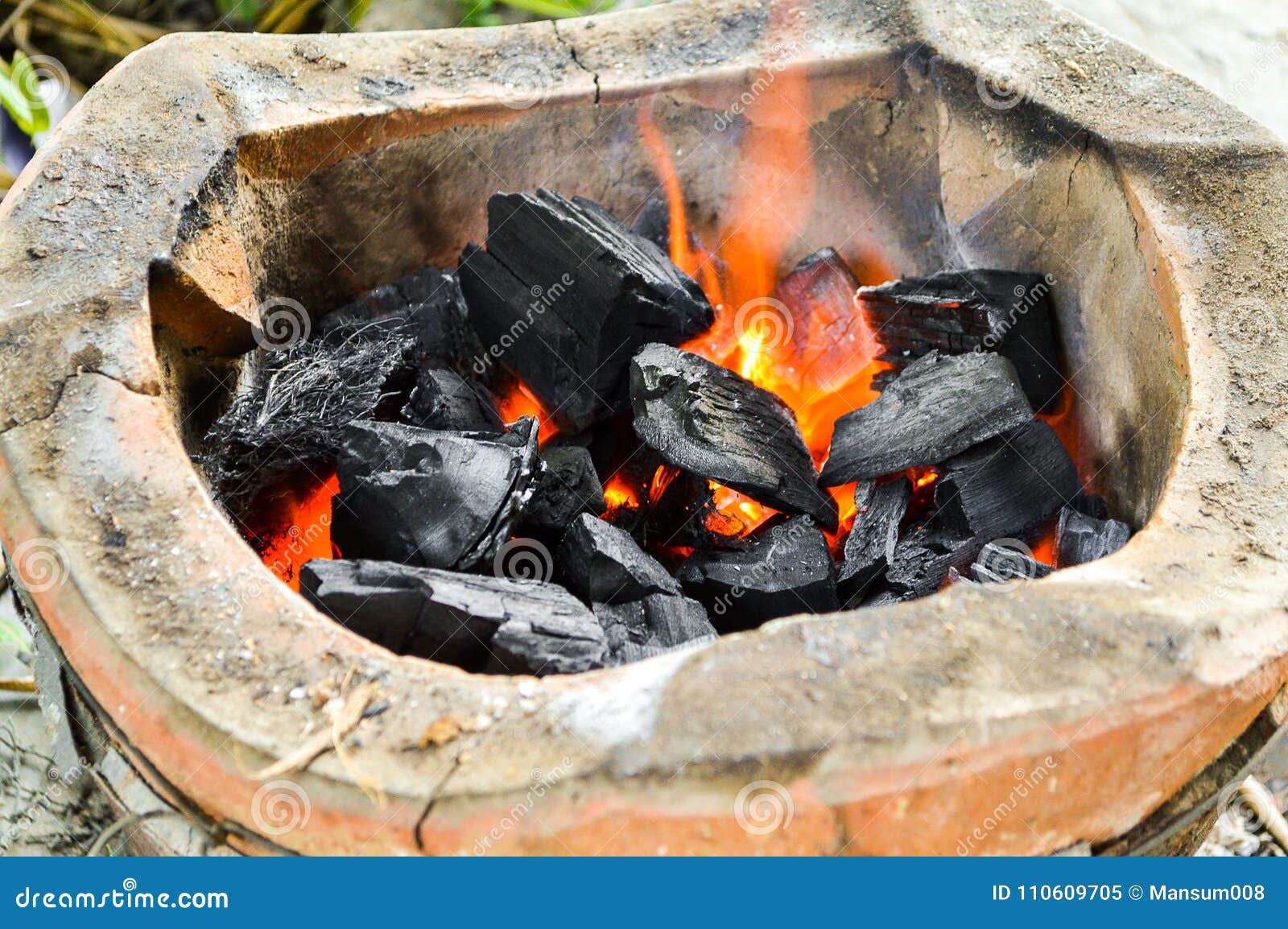 Hot coal in stove stock image. Image of coal, smoke - 110609705