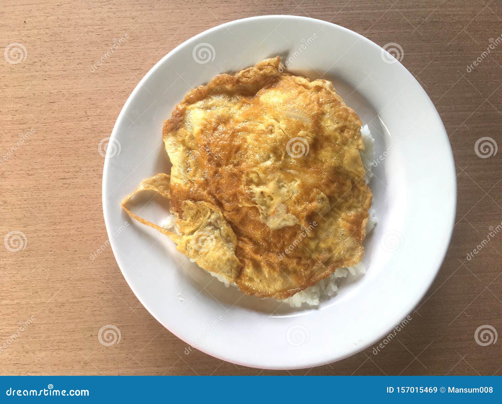 Hot egg or omelet on rice stock image. Image of food - 157015469