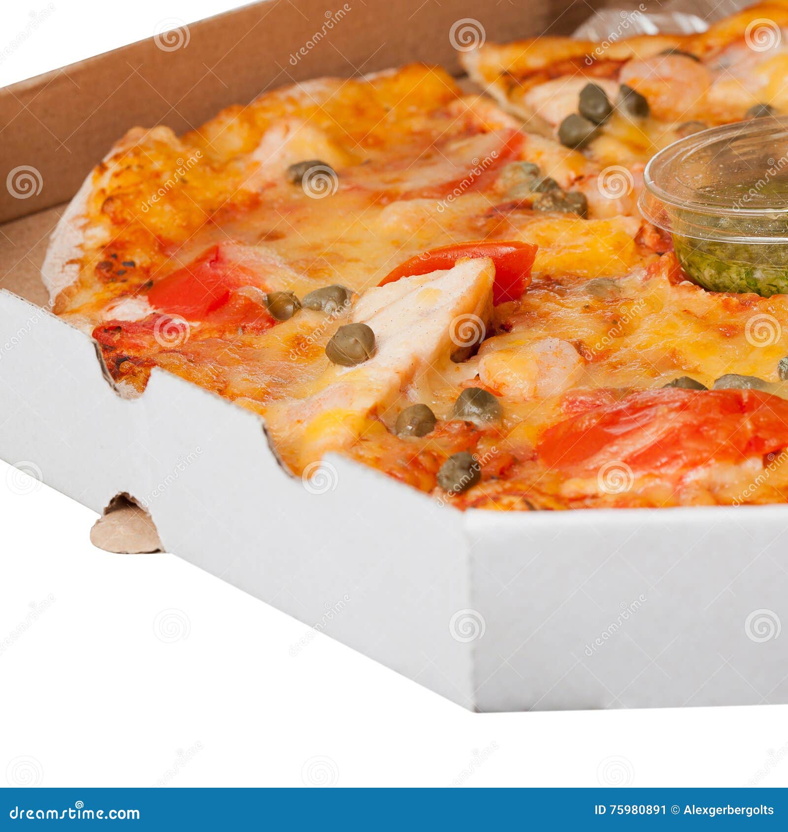 Close Up of Hot and Fresh Supreme Pizza in the Delivery Box Stock Image ...