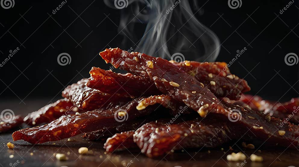 Close Up of Hot Stack Beef Jerky Stock Illustration - Illustration of ...