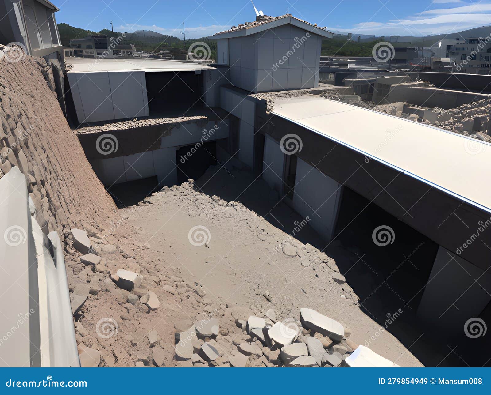 Close Up House Collapse after Earthquake, Ai Generated Stock ...