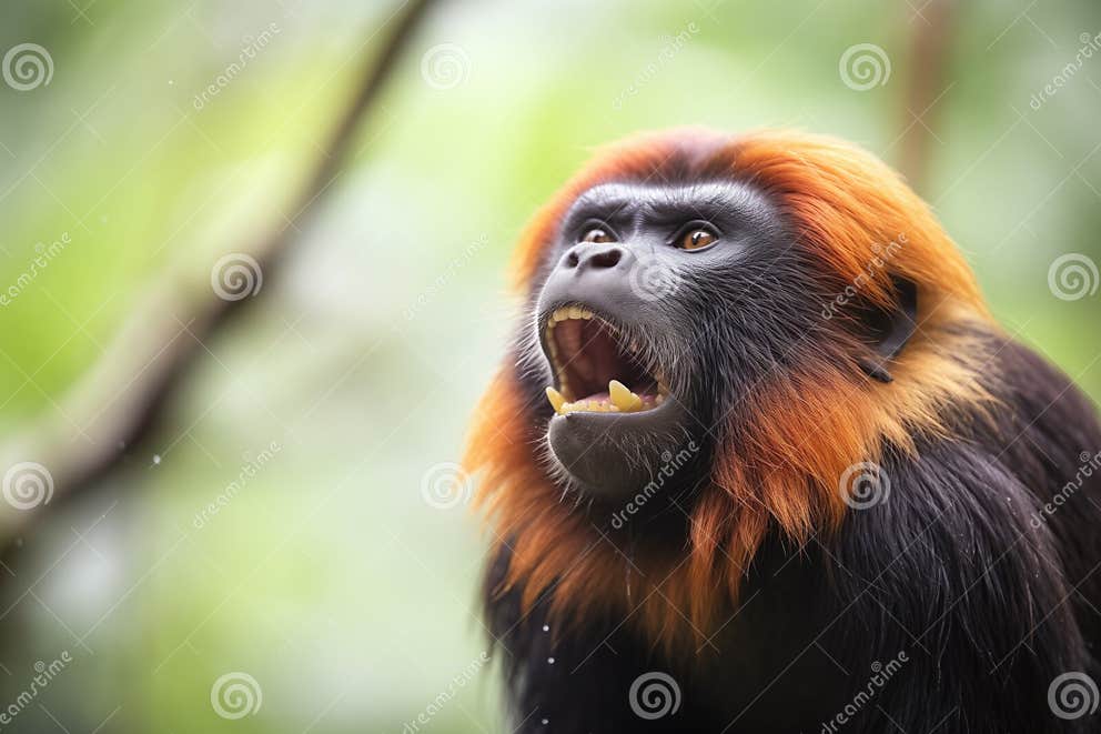 Close-up of a Howler Monkey Mid-roar in a Rainforest Stock Photo ...
