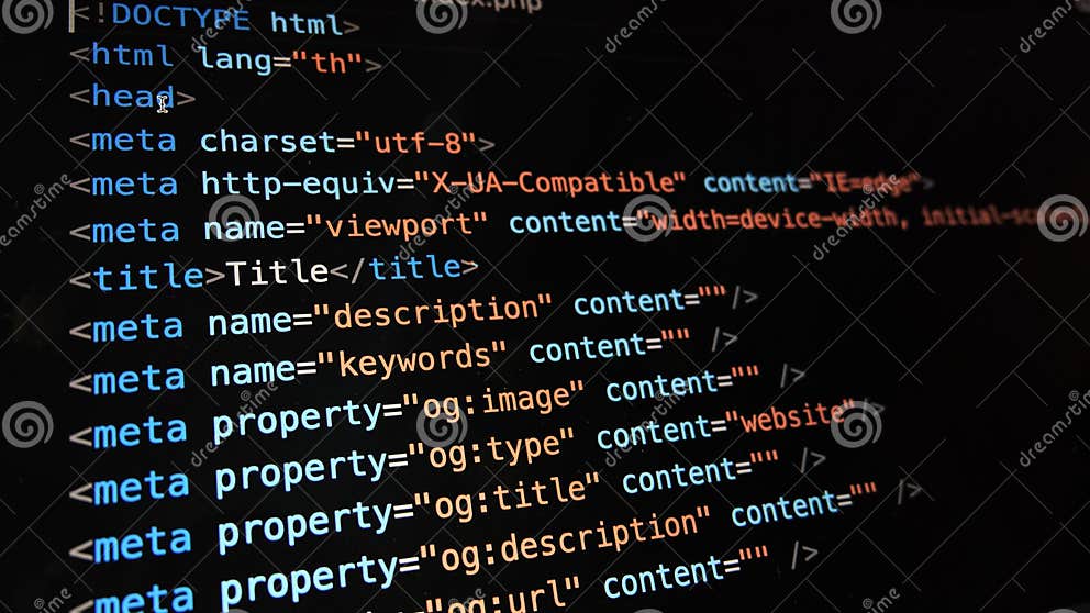 Close Up, HTML Code on a Computer Screen Stock Photo - Image of ...