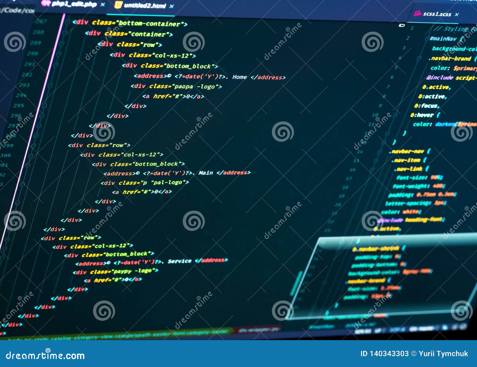 Close Up Of Html And Css Code Developing Website Coding Stock Image