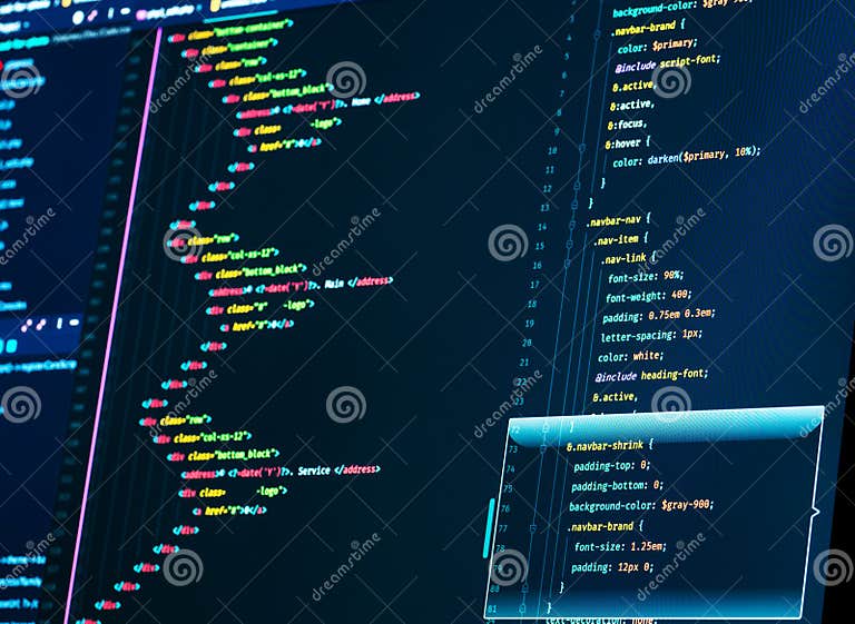 Close Up of Html and Css Coding. Web Development Code Stock Image ...