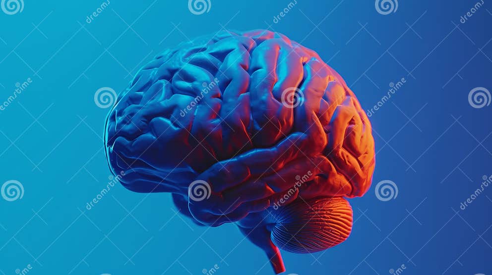 Close Up of Human Brain on Blue Background Stock Image - Image of human ...