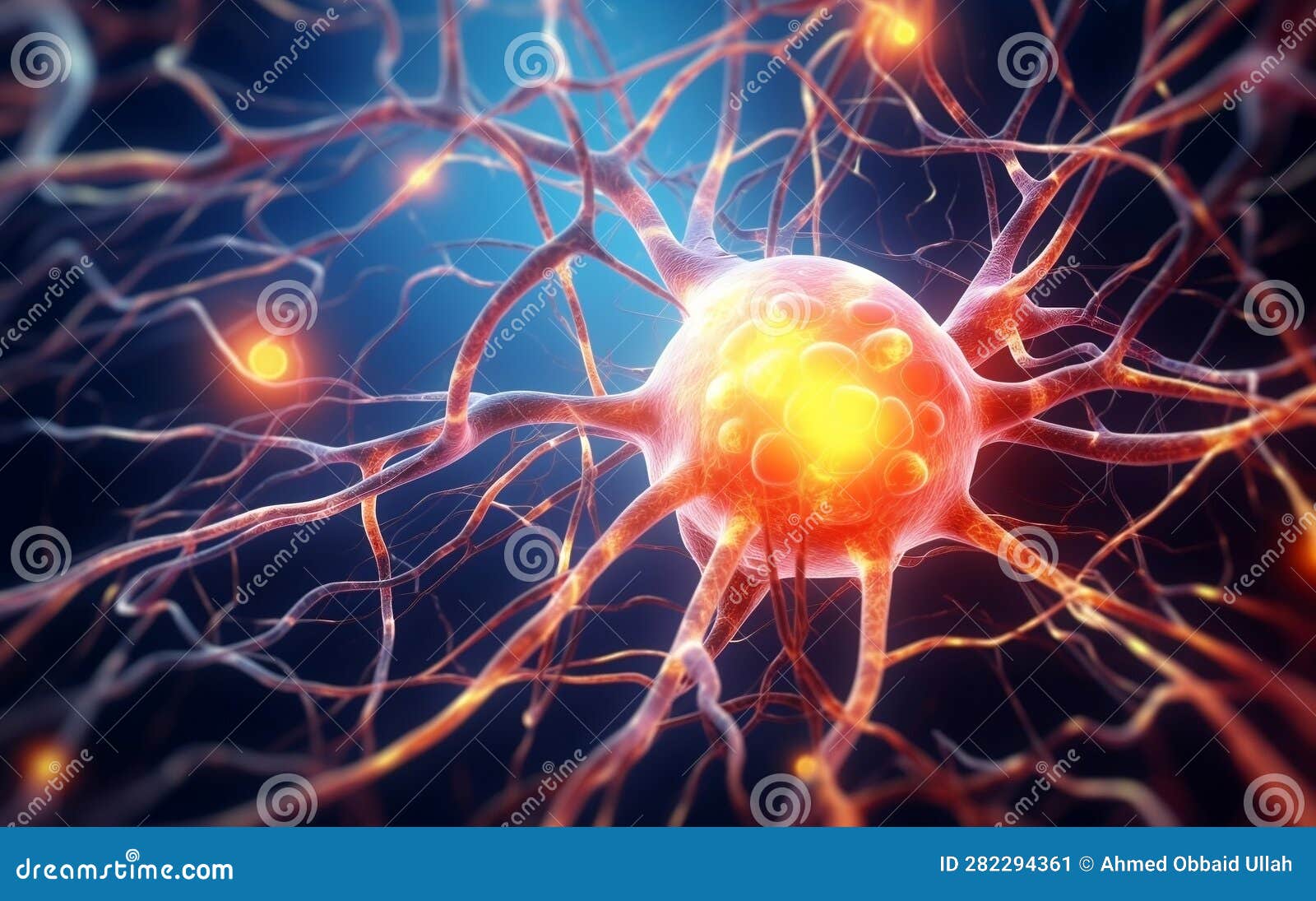 Close-Up of Human Brain Neurons. Generative AI Stock Illustration ...