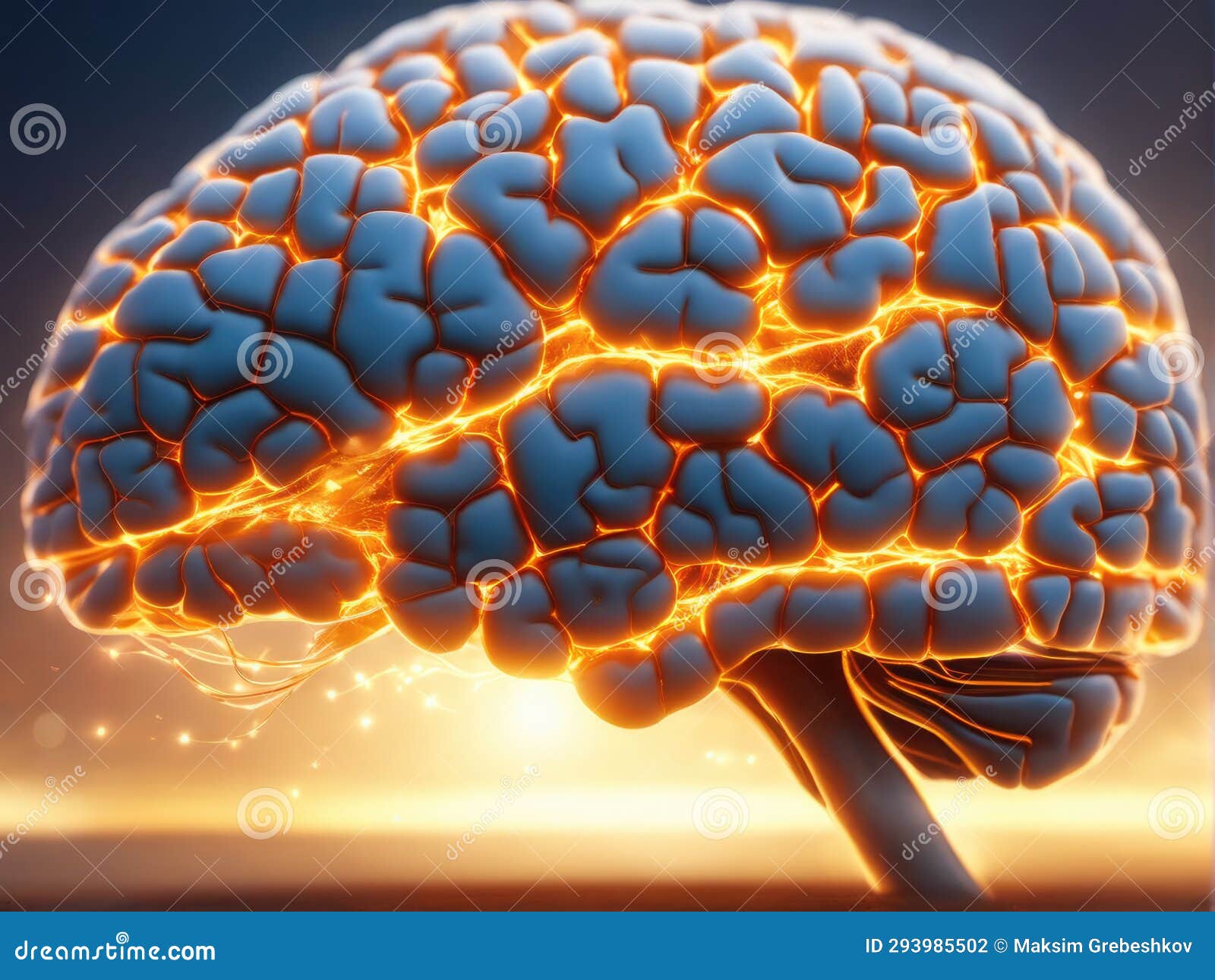 Brain Showing Neurons Firing and Neural Extensions Stock Illustration ... Brain Showing Neurons Firing and Neural Extensions Stock Illustration ...