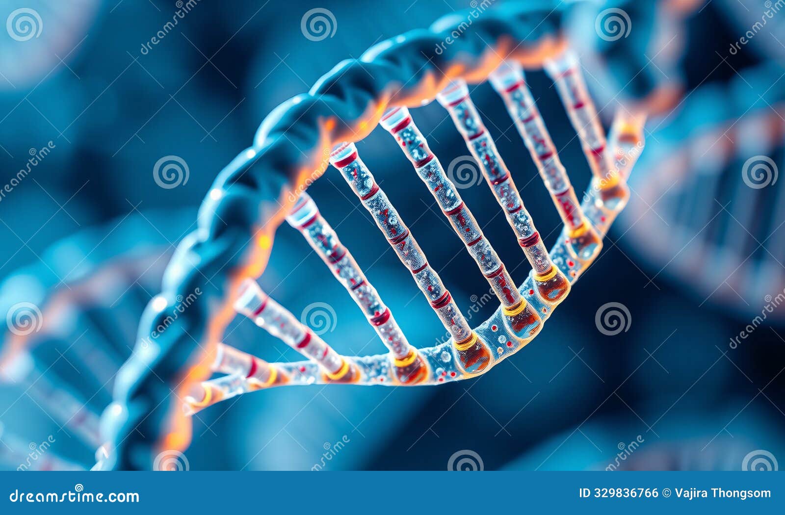 Close-up of Human DNA Under a Microscope. Coiled Nature of the Double ...