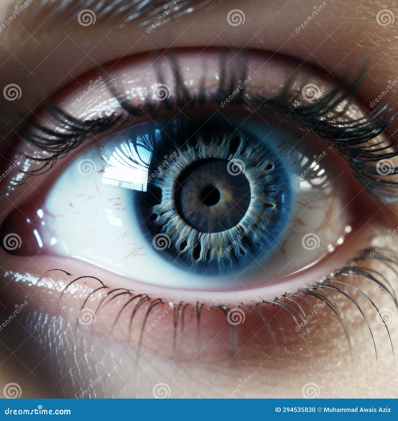 Close Up of Human Eye with Blue Iris Stock Illustration - Illustration ...