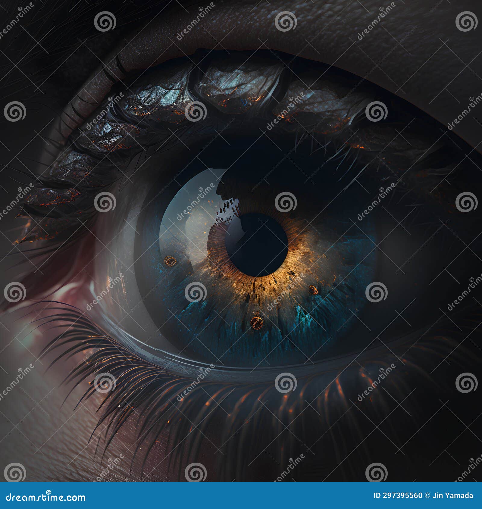 Close-up of Human Eye with Blue Iris. 3D Rendering Stock Illustration - Illustration of human ...