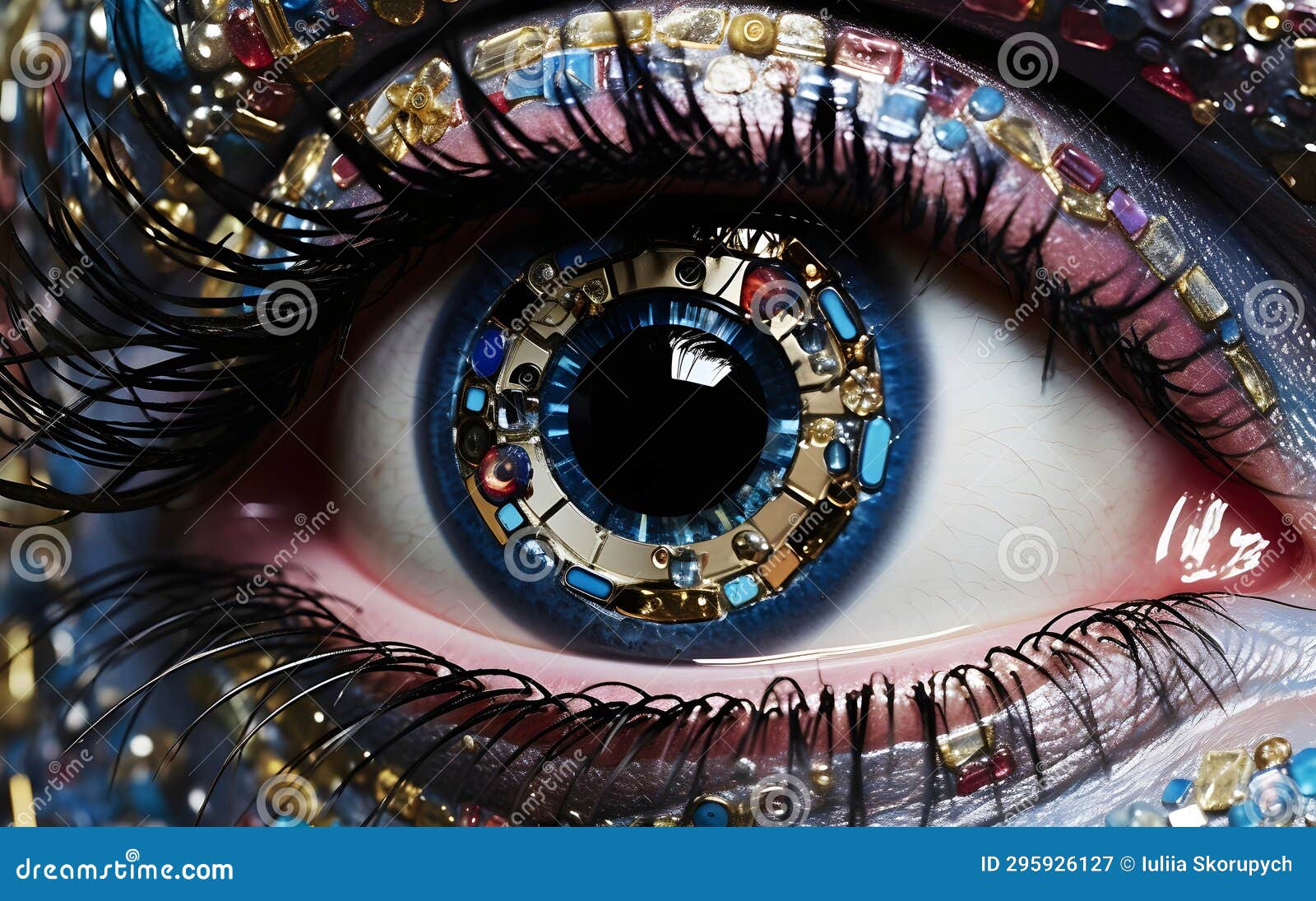 Close-up of a Human Eye Decorated with Colored Mosaics Stock ...
