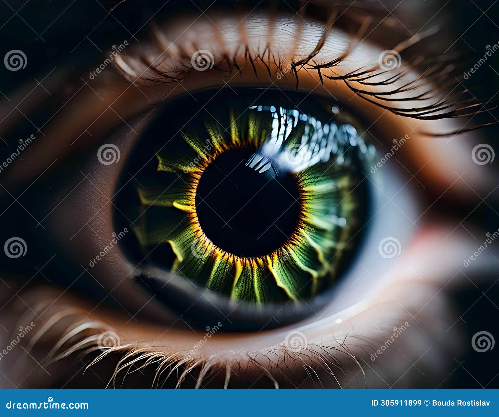 Close-up of a Human Eye with Detailed Iris Texture Stock Illustration ...