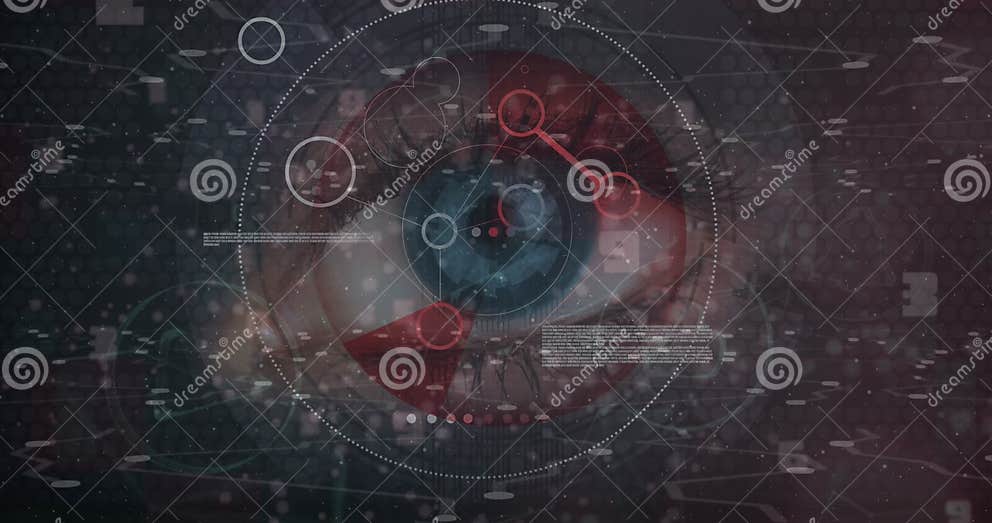 A Close-up of Human Eye with Digital Graphics and Data Overlays Stock ...