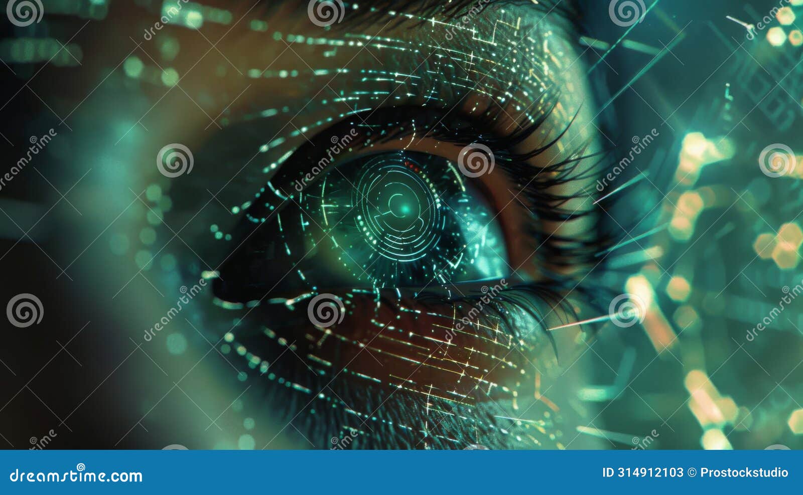 Close-Up of Human Eye with Digital Overlay Signifying Technology ...