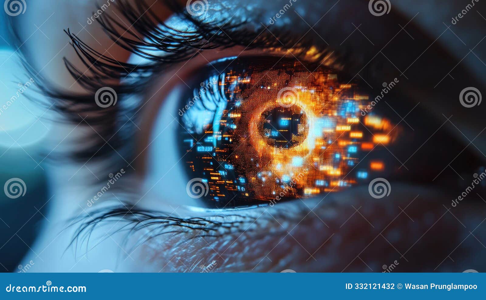 Close-up of a Human Eye with Digital Patterns, Showcasing Innovation ...