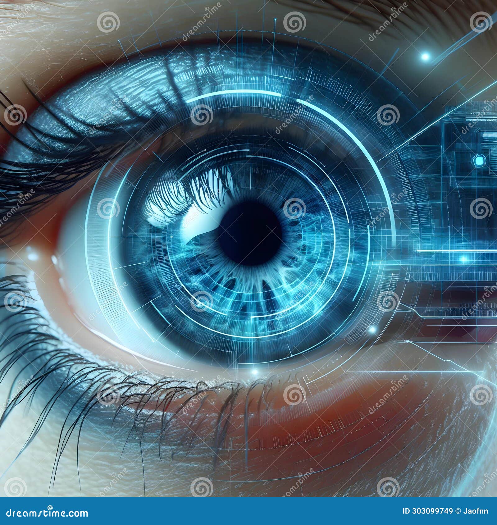 Close-up of Human Eye with Digital Vision Concept. 3D Rendering Stock ...