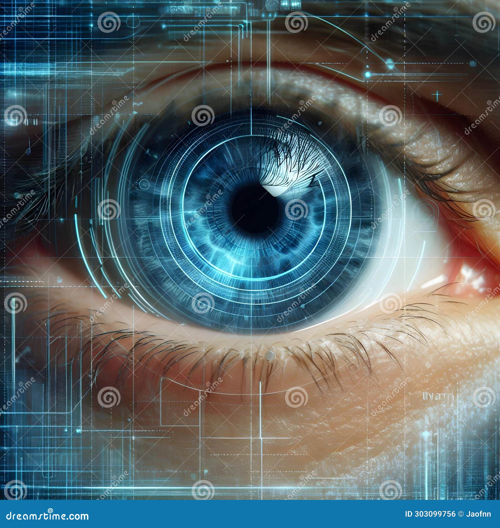 Close-up of Human Eye with Digital Vision Concept. 3D Rendering Stock ...
