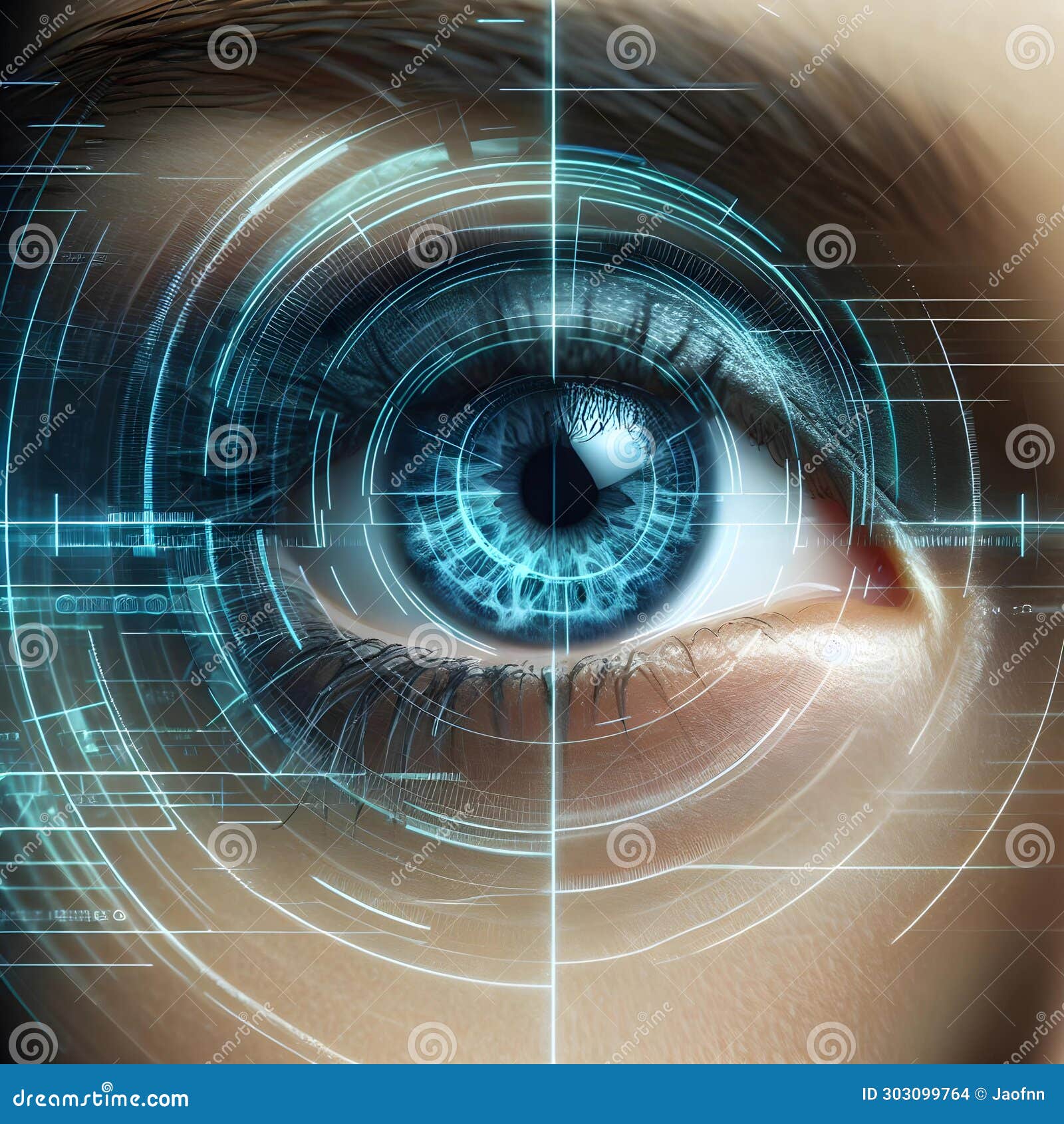 Close-up of Human Eye with Digital Vision Concept. 3D Rendering Stock ...