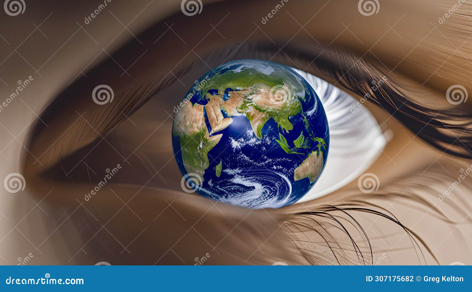 Close-Up of a Human Eye with the Earth Reflected in Its Iris ...