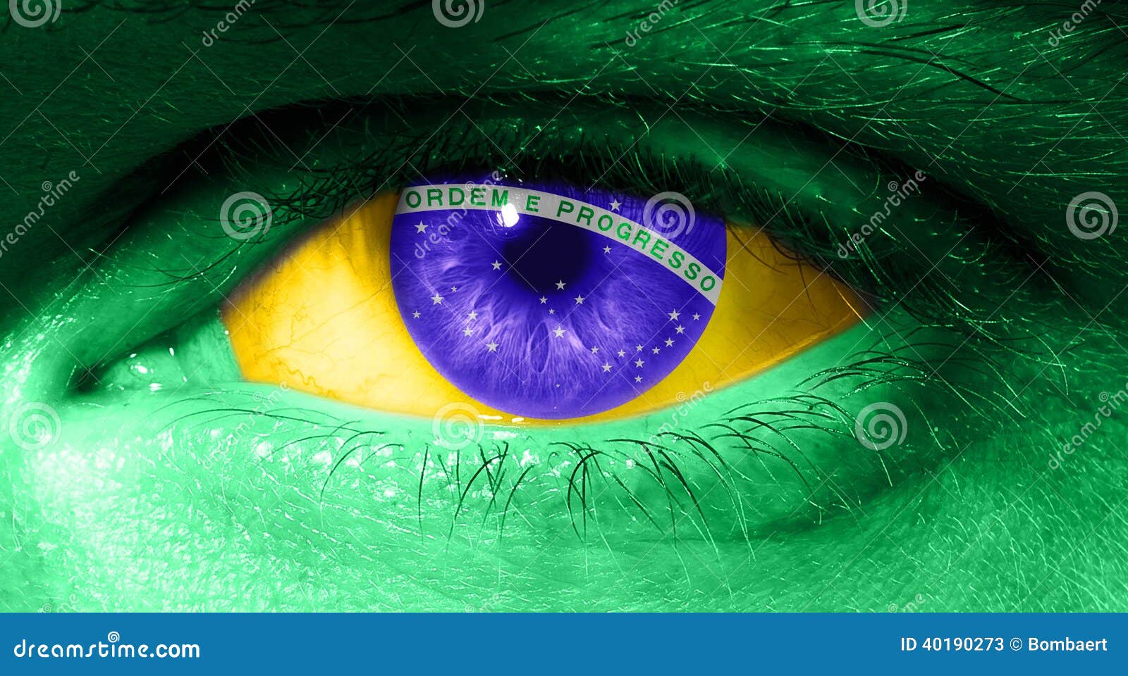 Close Up on Human Eye with the Flag of Brazil Stock Image - Image of ...