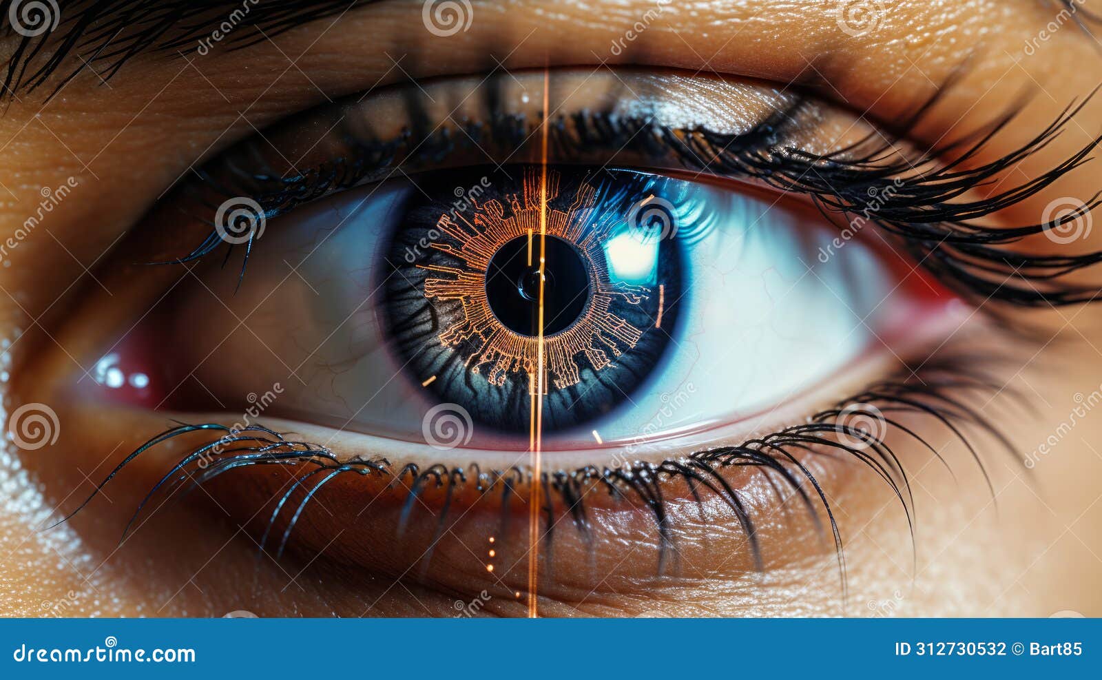 Close-up of a Human Eye with a Futuristic Digital Targeting Overlay ...