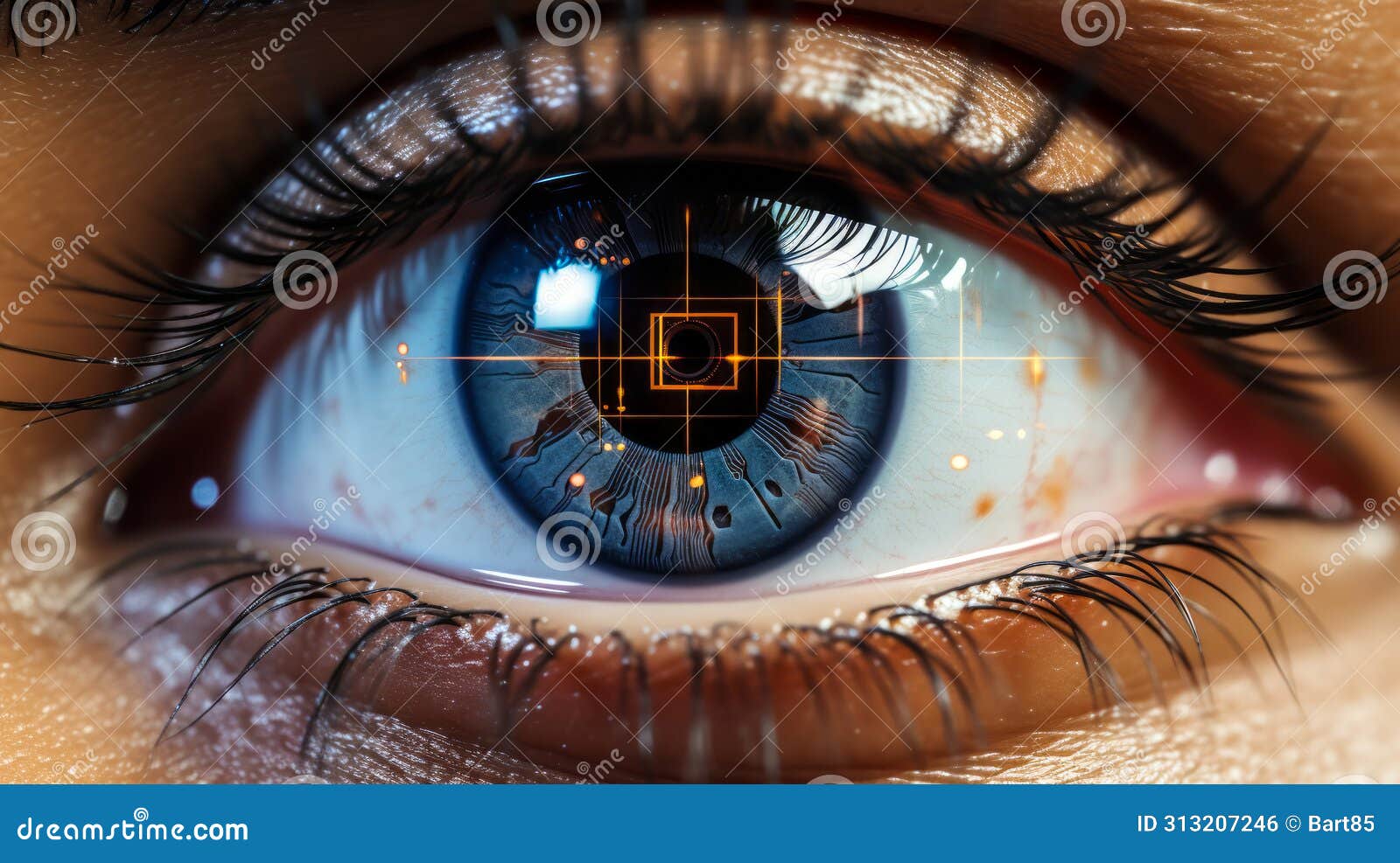Close-up Of A Human Eye With A Futuristic Digital Targeting Overlay ...
