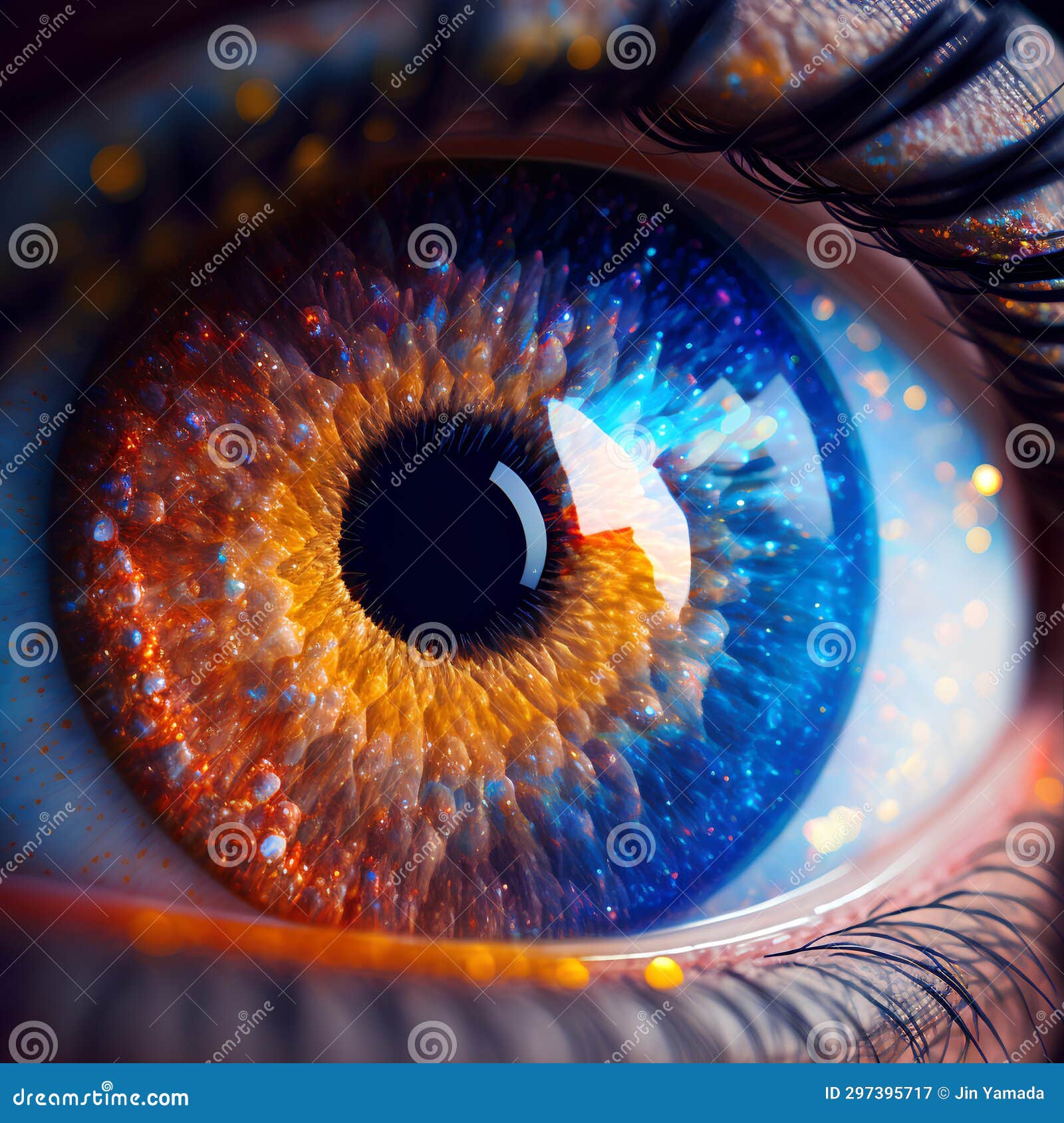 Close-up of Human Eye with Glowing Iris. 3D Rendering Stock ...