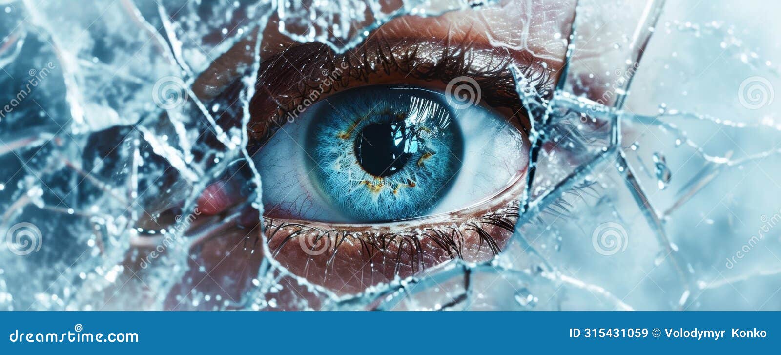Close-up of a Human Eye with Ice Crystal Overlay Stock Image - Image of ...