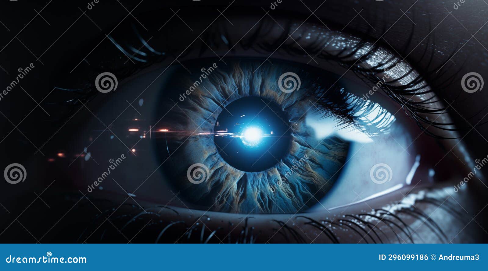 Close-up of Human Eye with Light Reflection Stock Illustration ...