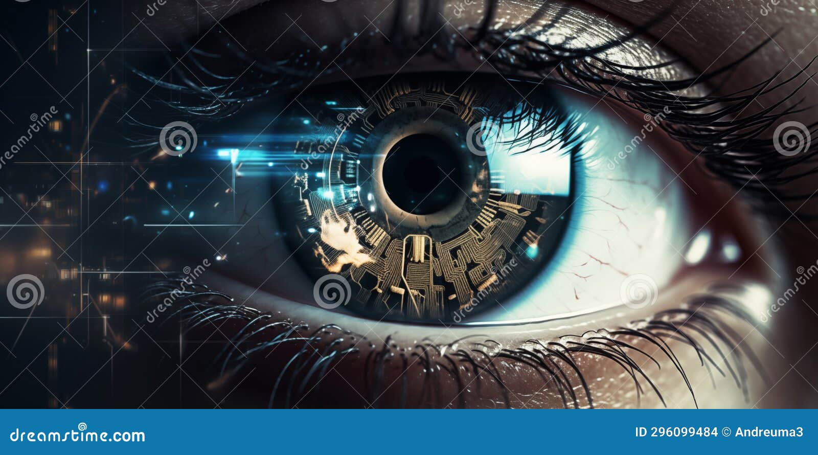 Close-up of Human Eye with Light Reflection Stock Illustration ...