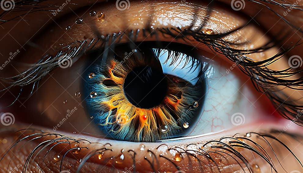 Close Up of a Human Eye, Looking at Camera with Blue Iris Generated by AI Stock Photo - Image of ...