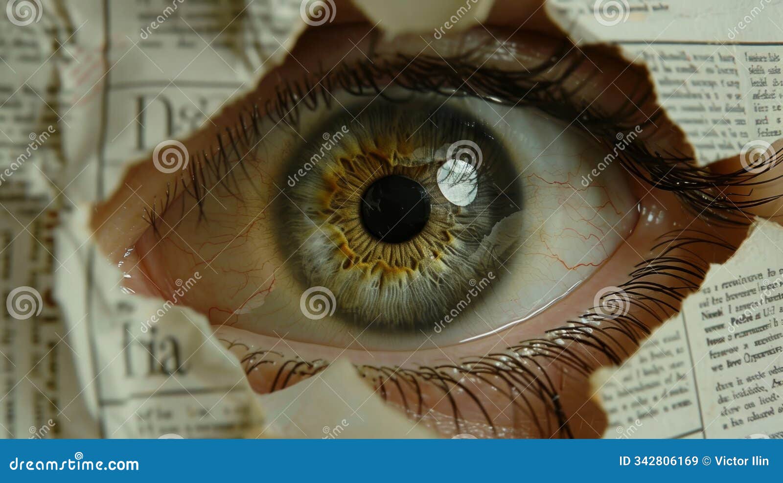 Human Eye Peering Through Glasses, Surrounded By An Array Of Floating ...