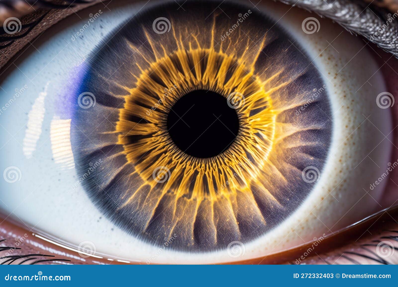 A Close Up of a Human Eye with a Yellow Iris Stock Illustration ...