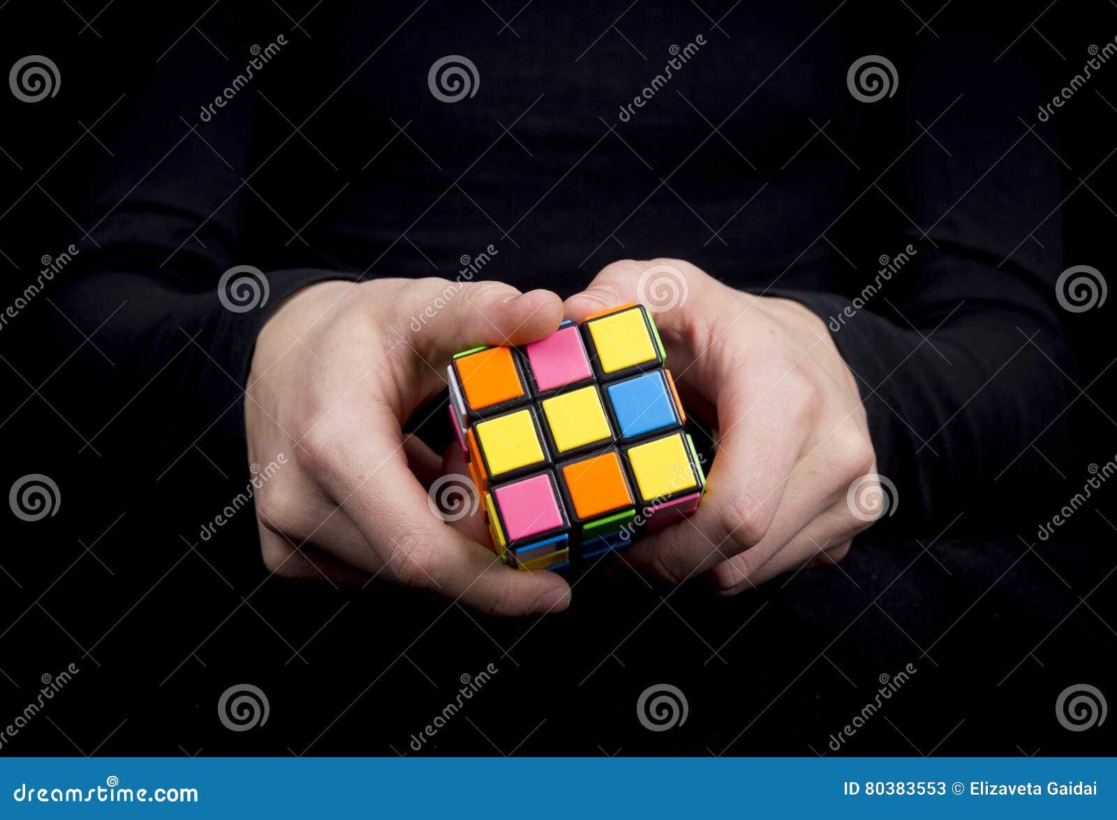 Close-up of a Human Hand with Colorful Cube Editorial Stock Photo ...