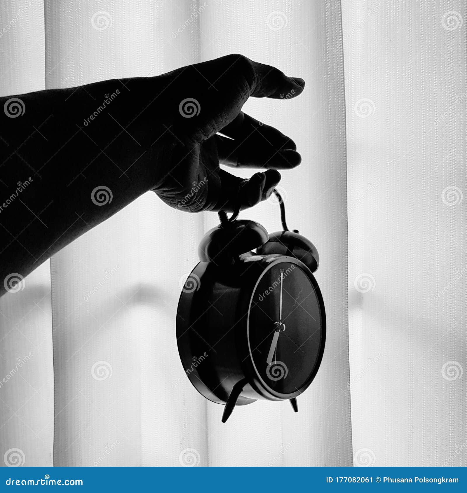 Close Up of Human Hand Holding Alarm Clock Stock Illustration ...