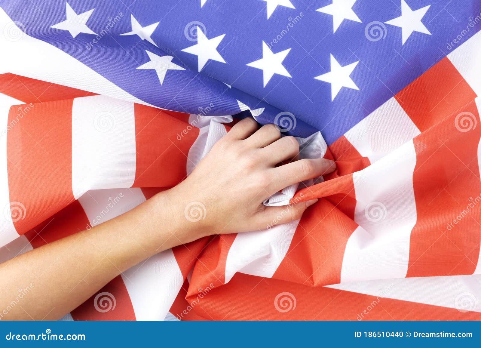 Close Up of Human Hand Holding American Flag Stock Photo - Image of ...