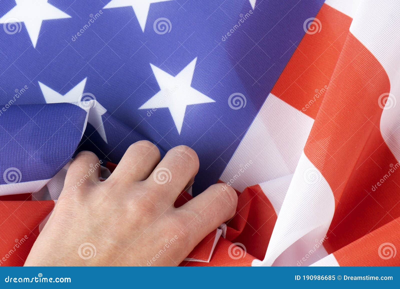 Close Up of Human Hand Holding American Flag Stock Image - Image of ...