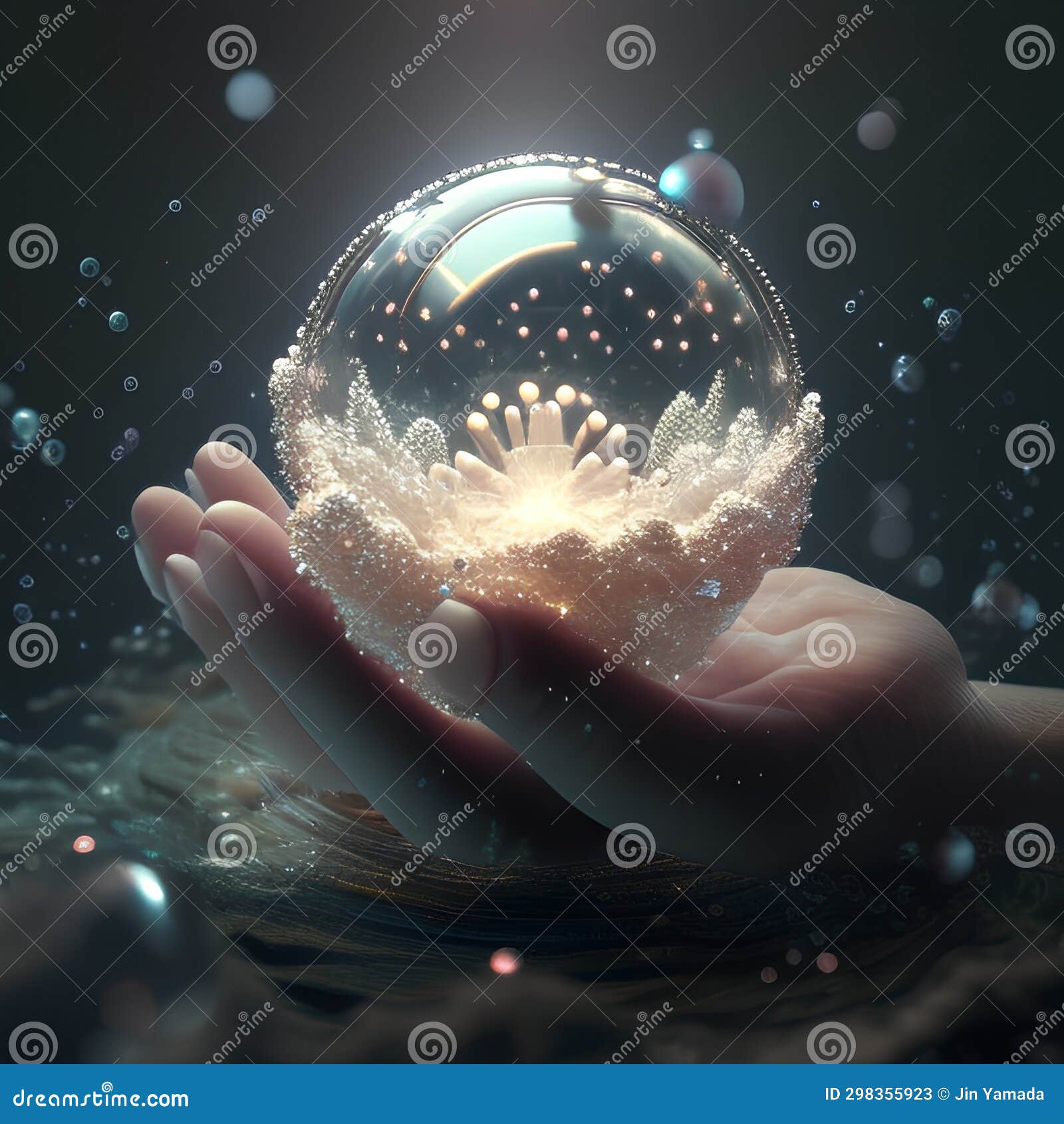 Close Up of Human Hand Holding Crystal Ball with Abstract Background ...