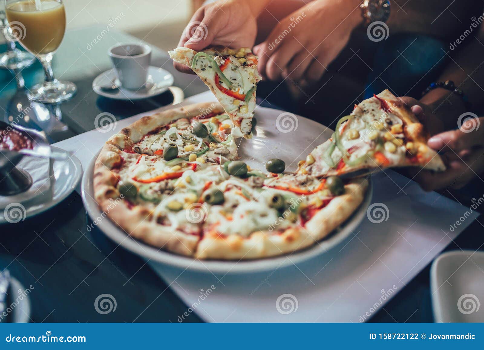 Close-up of Human Hand Holding Slice of Pizza Stock Photo - Image of ...