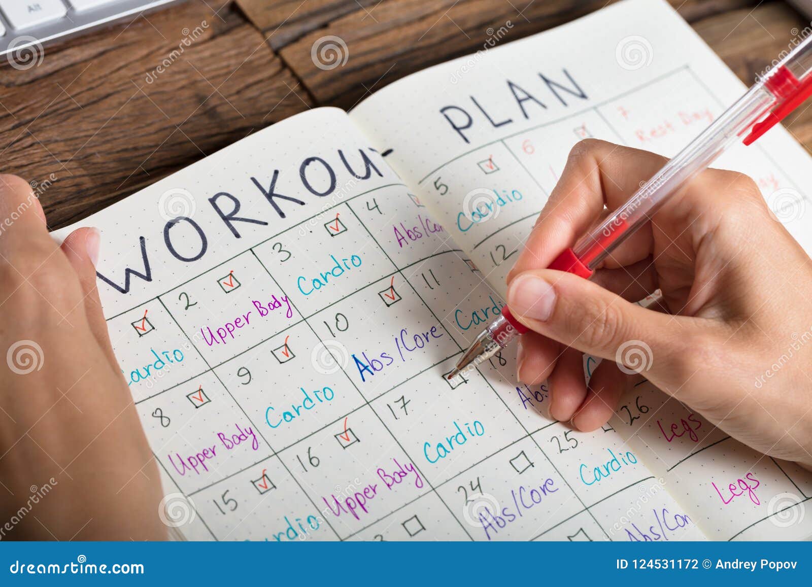 Human Hand Making Workout Plan Stock Photo - Image of handwritten, desk ...