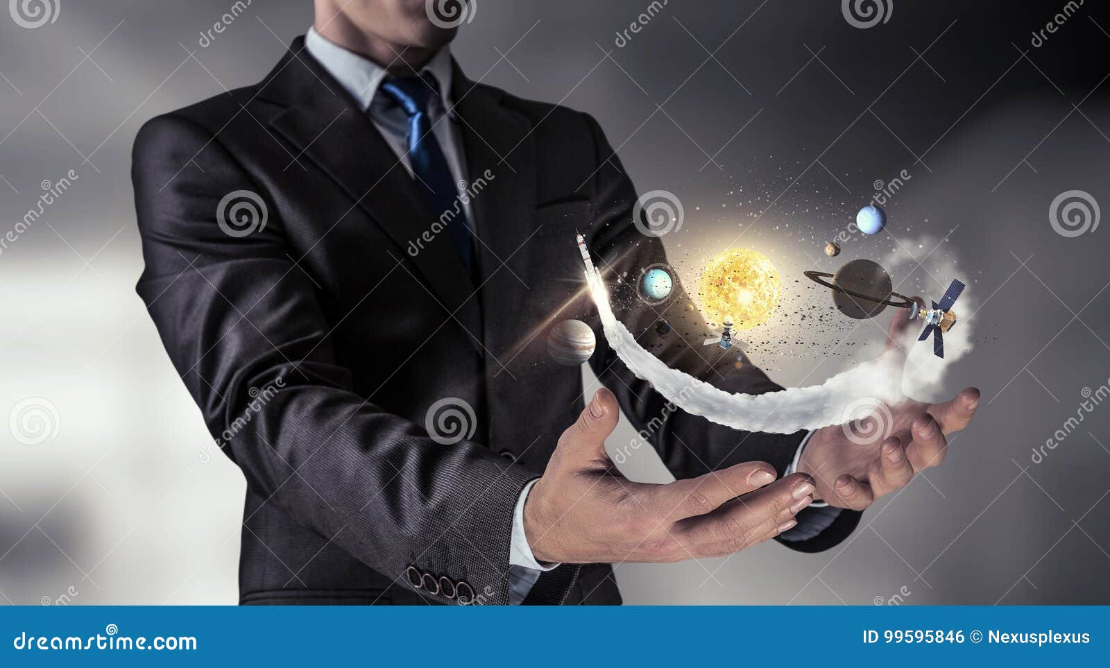 Solar system in hands stock photo. Image of system, glowing - 99595846