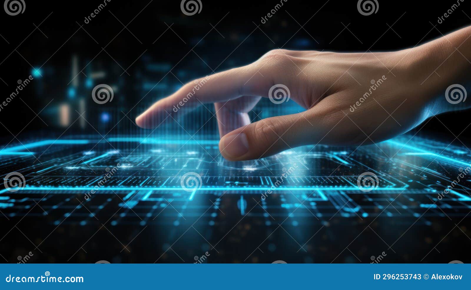 Close Up of Human Hand Touching Icon on Media Screen 3D Rendering ...