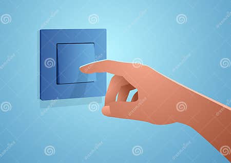 Close-up of a Human Hand Turning on and Off a Light Switch Stock Vector ...