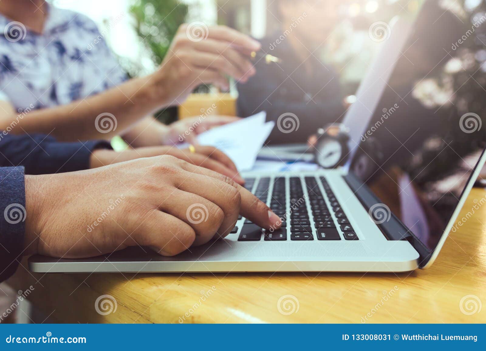 Close Up Human Hand Typing Keyboard Laptop Stock Image - Image of ...