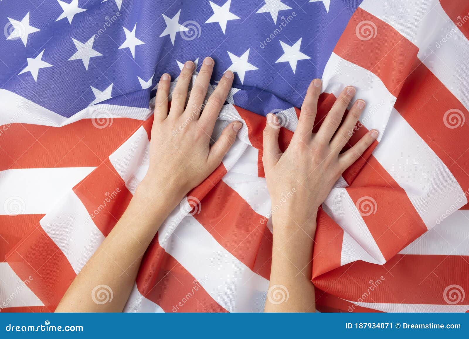 Close Up of Human Hands Holding American Flag Stock Image - Image of ...