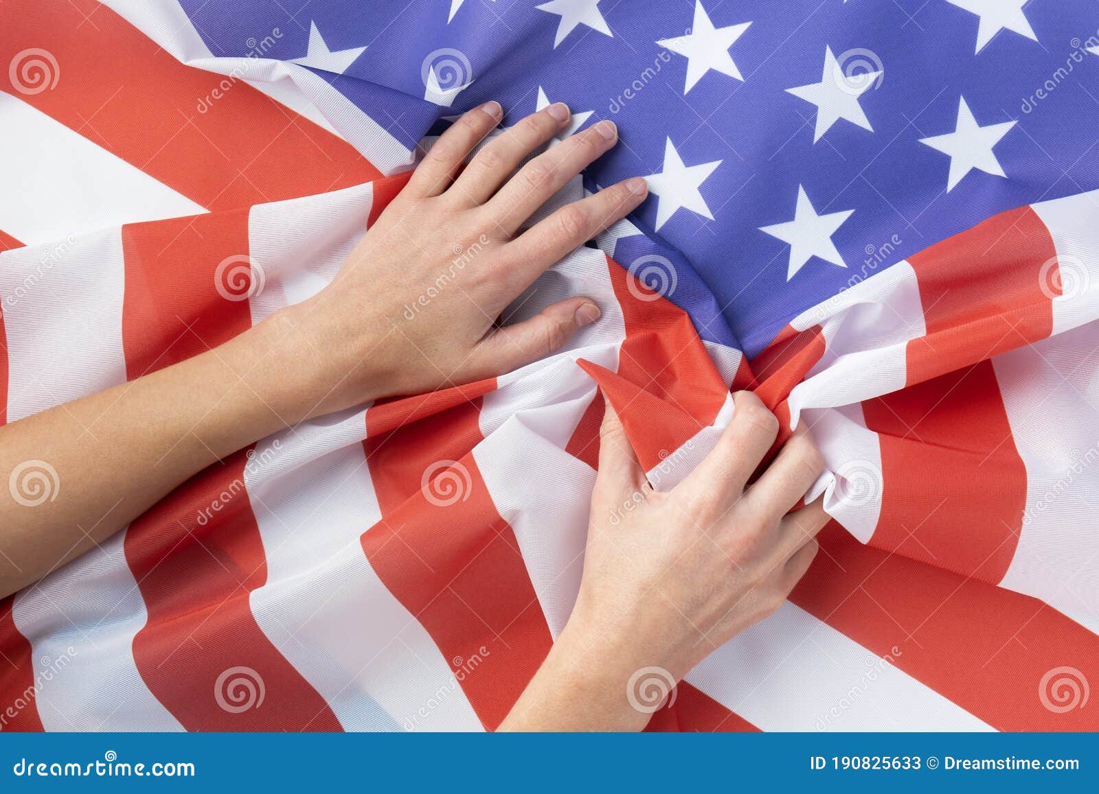 Close Up of Human Hands Holding American Flag Stock Image - Image of ...